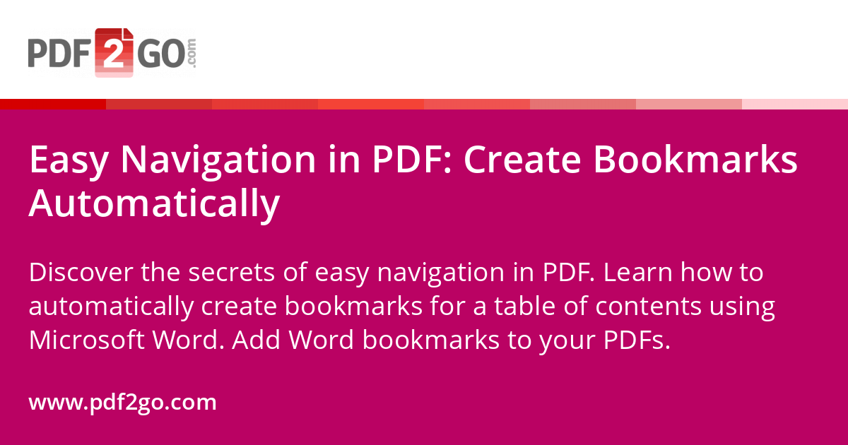 Easy Navigation in PDF: Create Bookmarks Automatically