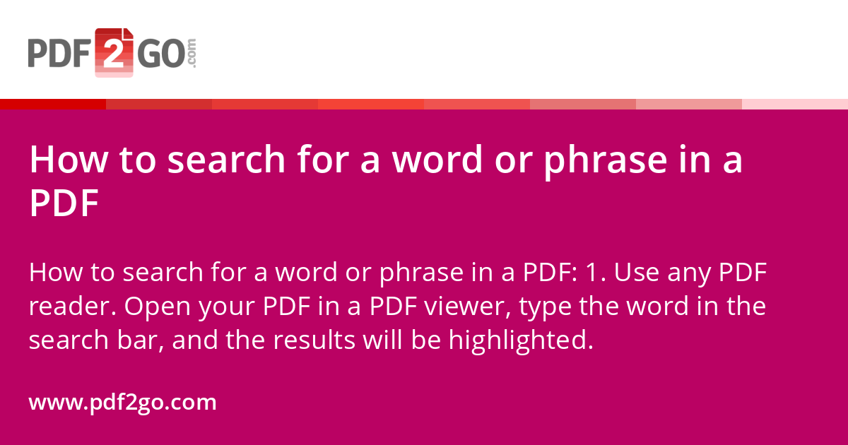 How to search for a word or phrase in a PDF
