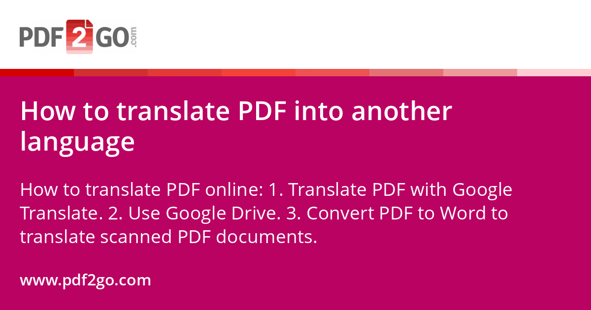 How to translate PDF into another language