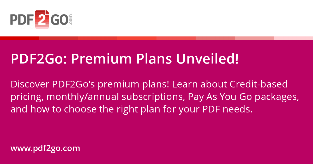PDF2Go: Premium Plans Unveiled!