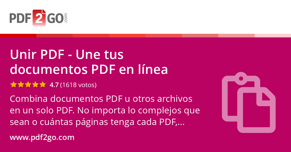 Unir PDF - Une tus documentos PDF en línea