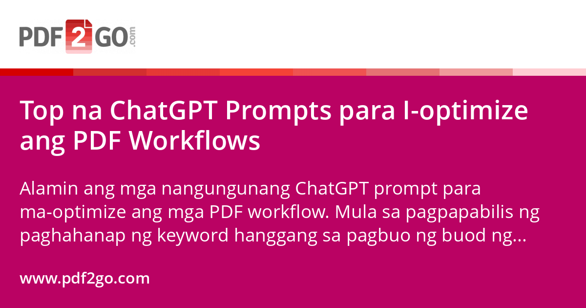 Top na ChatGPT Prompts para I-optimize ang PDF Workflows