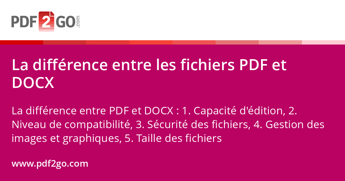La différence entre les fichiers PDF et DOCX