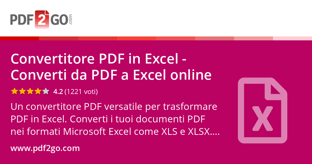 Convertitore da PDF a Excel - Converti da PDF a Excel online