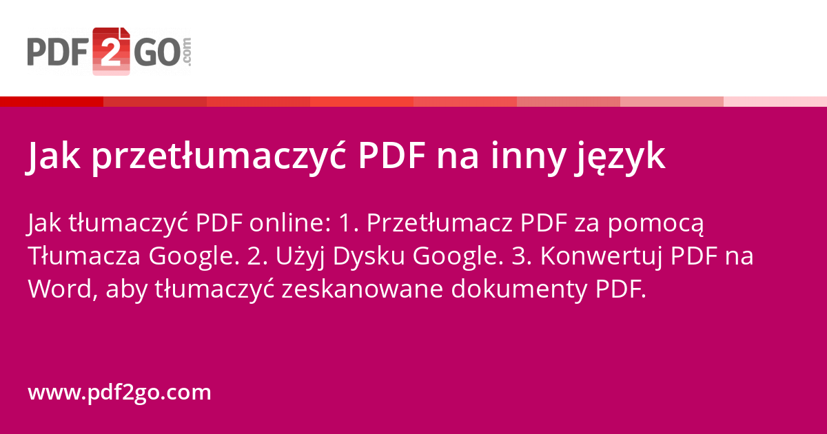 Jak przetłumaczyć PDF na inny język