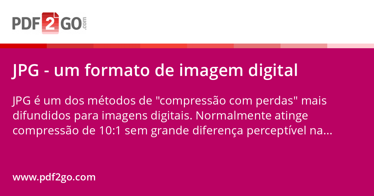 JPG - um formato de imagem digital