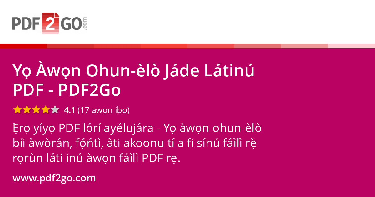 Yọ Àwọn Ohun-èlò Jáde Látinú PDF - PDF2Go